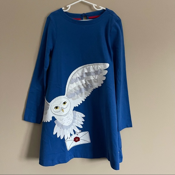 Mini Boden Harry Potter Blue Hedwig Owl Long Sleeve Dress - munimoro.gob.pe
